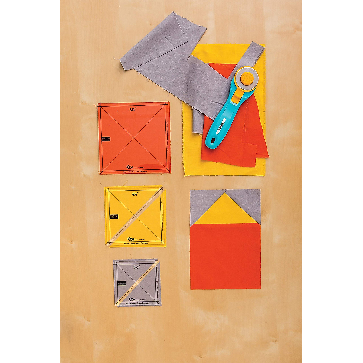 fast2cut® Simple Square Templates: Quickly Cut 3 1/2", 4 1/2" & 5 1/2" Squares