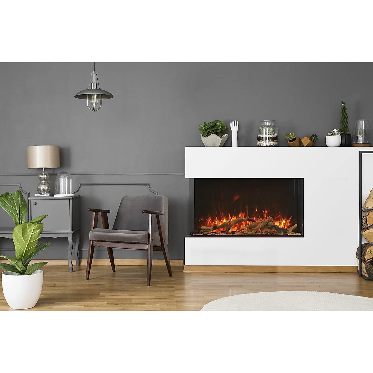40-TRU-View-XL XT - 3 Sided Electric Fireplace 40 Inch, 3-Sided Glass Fireplace Heater w/Remote Control & 8H Timer, Thermostat, Black, Adjustable Brightness, Realistic Flame Effects