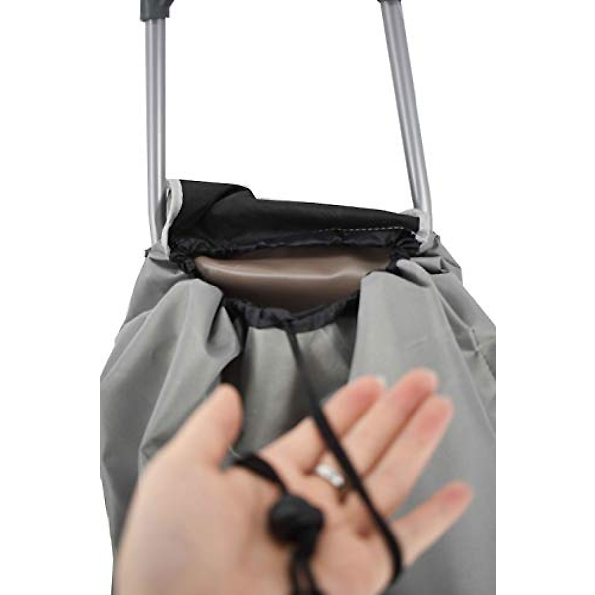 Uniware 36 Inch Foldable Wheeled Shopping Grocery Trolley Cart with Drawstring Bag