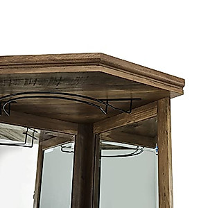 Home Source 73" Tall Corner Bar Unit Reclaimed Barnwood Wine Cabinet with Storage, Lower Mesh Doors, Upper Liquor Shelf galss holder, for Home Bar, Living Room, Kitchen, Mini Space, Reclaimed Barnwood