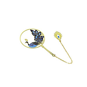 yueton Peacock Metal Bookmarks 24K Gold Plated Brass Page Marker with Metal Pendant