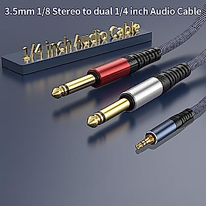 TAISUSAN 1/8 Stereo to Dual 1/4 Mono Cable 20ft, 3.5mm to Dual 1/4 Cable, 1/8 inch TRS Stereo to Dual 1/4 inch TRS Splitter