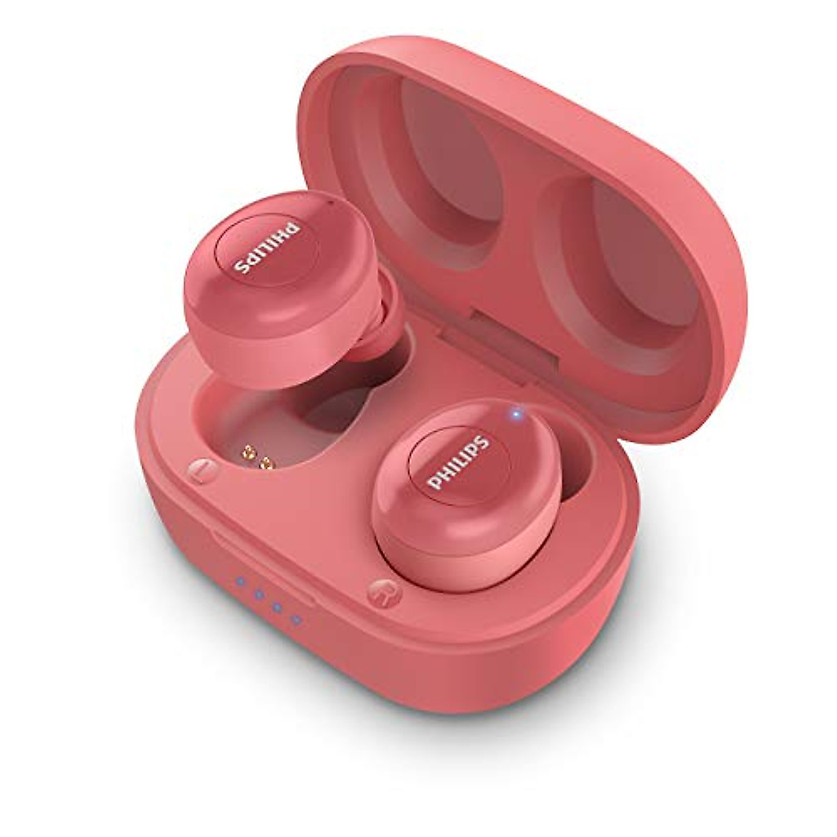 Philips T2205 In-ear True Wireless Headphones with IPX4 Splash Resistant, Super-small Portable Charging Case, Built-in Microphone, Up to 12 Hours (4+8) Playtime, Works with Voice Assistants, TAT2205RD