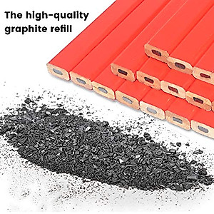 Gegong 72Pcs Carpenter Pencils 7 inch Octagonal Red Hard Black Lead Carpenter Pencil Woodworking Marking Tool