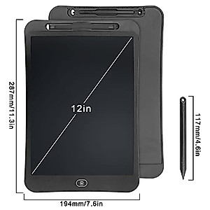 LCD Writing Tablet 12 inch Drawing Board Writing Pad Electronic Doodle Digital Memo Notpad E-Writer Portable Notebook - Black