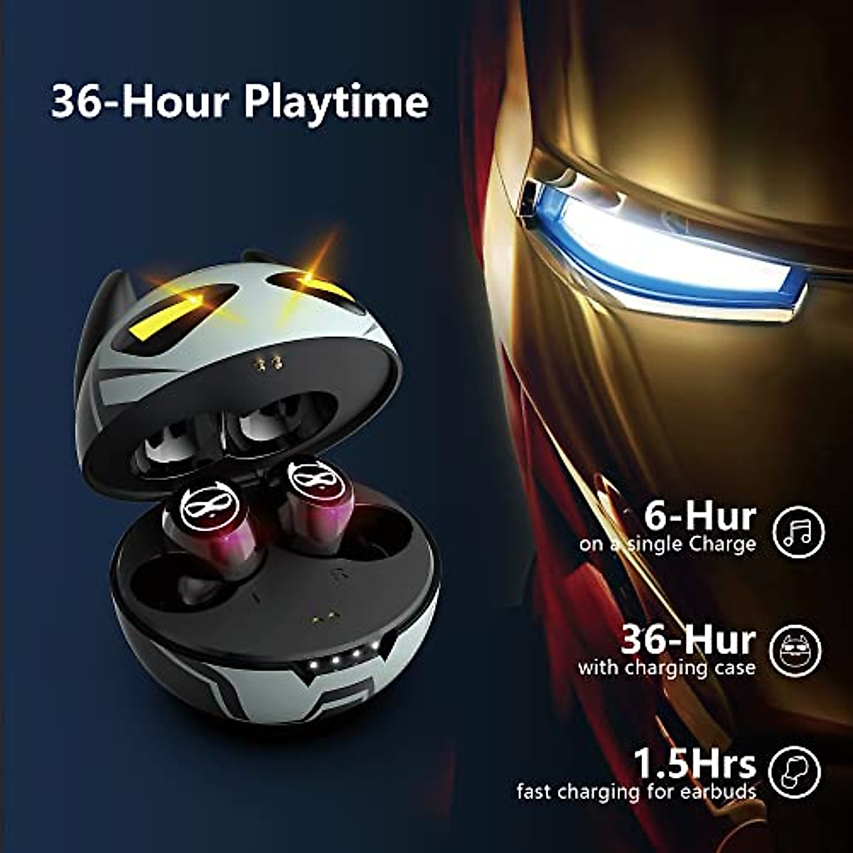 Halfic Wireless Earbuds for Kids and Adults– Bluetooth 5.0 Headphones with Microphone and Noise Reduction – 36H Playtime IPX5 Waterproof Touch Control, HiFi Stereo Earphone for Boys