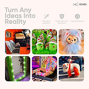 EOVEA Shaggy Faux Fur Fabric by The Yard - 36" X 60" Inch Wide - Fluffy Fur Fabric- Plush Furry Materials - Fuzzy Craft Supply for DIY, Halloween, Upholstery, Costume, Sewing(White, One Yard)