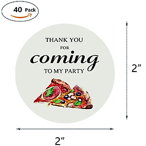 MAGJUCHE Pizza Themed Thank You Stickers, Children Birthday Party Favor Decorations, Supplies, 40 Labels, 2 Inch Round