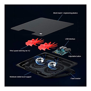 FABAX Laptop Cooler Laptop Cooling Pad Ultra-Thin and Portable 2 Large Silent Fans Notebook Cooler with Built-in USB Cable Laptop Cooler Office Notebook Cooler (Color : Pink, Size : Deluxe Edition)