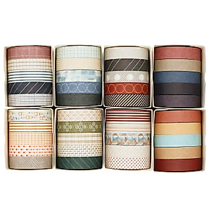 Knaid 40 Rolls of Slim Washi Tape Gift Box Set, Decorative Paper Tapes 10 mm Wide for Scrapbooking, DIY Arts and Crafts, Bullet Journal, Planner, Junk Journal, Notebooks (Minimalist)