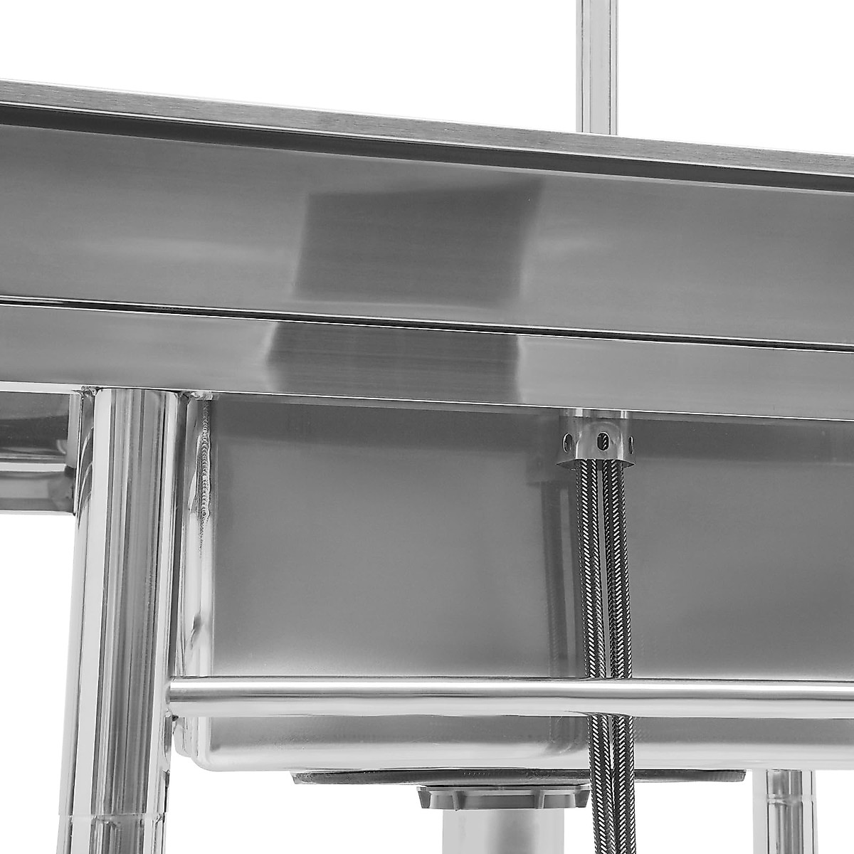 Single Bowl Kitchen Sinks, Commercial Restaurant Sink Prep Table with Faucet, 35.4" W x 21.2" D x 39.3" H Stainless Steel 1 Compartment Sink With Adjustment Feet For Restaurant, Laundry Room