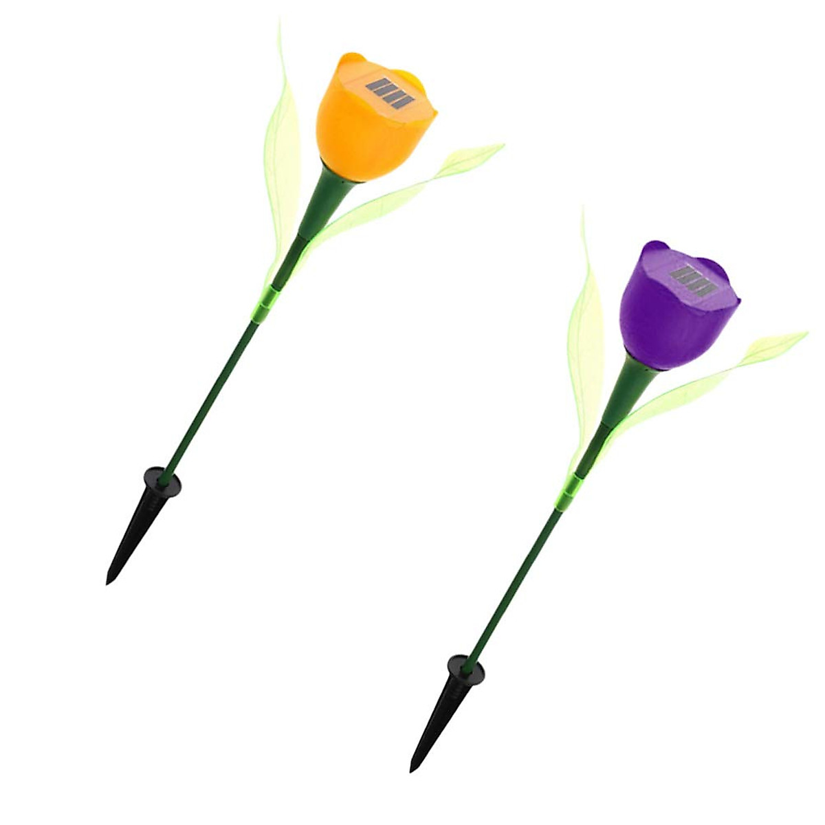 Uonlytech LED Decor 2pcs Solar Lamp Outdoor Solar Powered Lights Outdoor Ground Lights for Outside Flower Lawn Lamp Tulips Light Stakes Pathway Solar Lights Outdoor Light Led