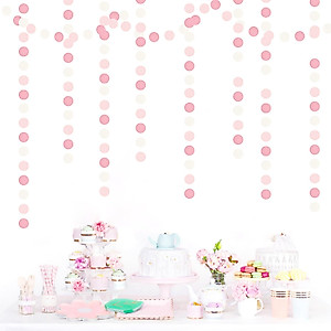 Light-Pink White Girls-Birthday Party-Decoration Garland - 52ft Baby Bridal Shower Blush Streamers Backdrop,Graduation 18th 30th 21st Adults Bachelorette Pool Supplies Banner Decor Lasting Surprise