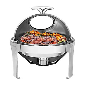 BriSunshine 6L Chafing Dish Buffet Set, Stainless Steel Chafing Dishes with Roll Top Lid, Buffet Servers and Warmers for Parties Catering Event