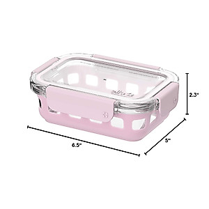 Ello DuraGlass Glass Food Storage Containers - Meal Prep Container with Silicone Sleeve and Airtight Durable Tritan Lid, 1.75 Cup, Cashmere Pink