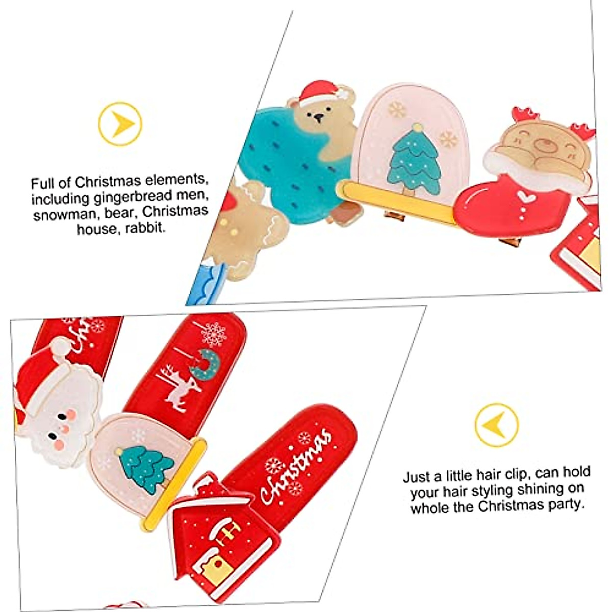 Kisangel 18pcs Holiday Snowman Clip Xmas Man Party Stuffers Clips Gingerbread Pins Santa Farmhouse Barrettes Cute Cartoon Clasp Head Women Rabbit Stocking Duckbill Pin Barrette Grip