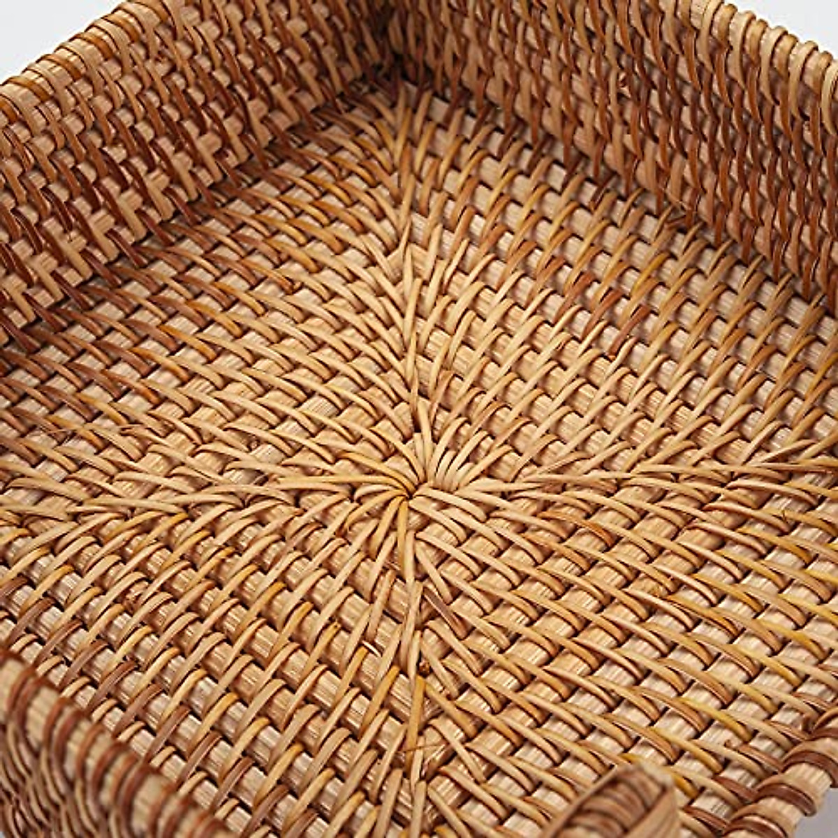 Rattan Napkin Holder Square, 7.5" x 7.5" x 2.5", Wicker Napkin Tray, Woven Guest Towel Holder for Restaurant/Kitchen/Bathroom