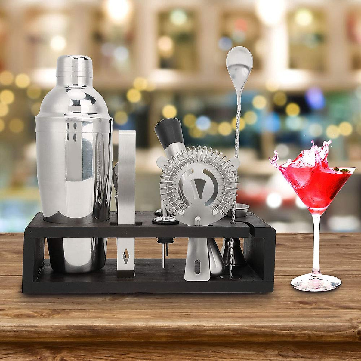 10Pcs/Set Cocktail Shaker Set Household Stainless Steel Cocktail Shakers Set Tools Kit Drink Shaker Bartender Kit Bar Accessories