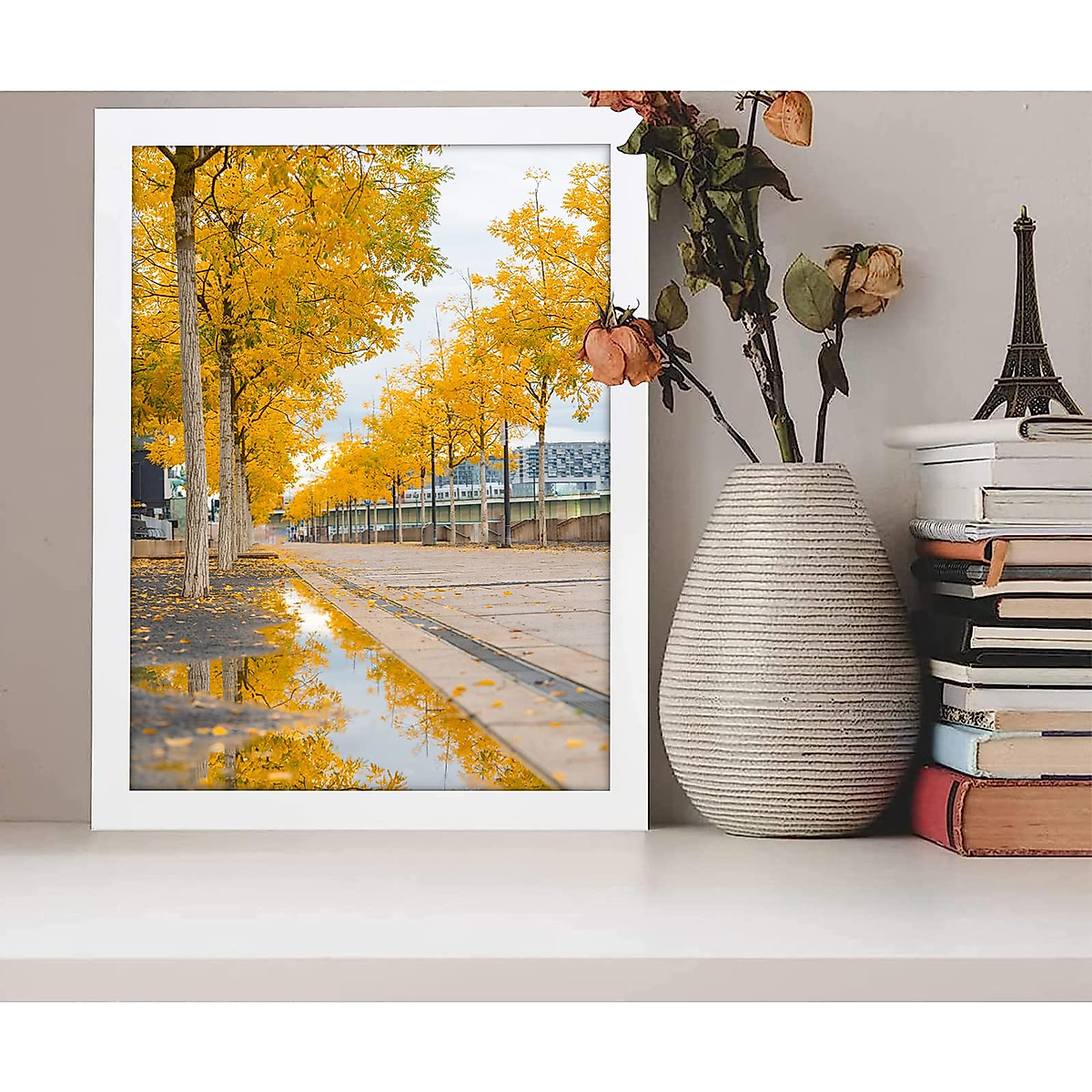 Golden State Art, Solid Wood 16x20 Wooden Picture Frame - for 16x20 Photos, 1-1/4-Inch Wide with Real Glass - Horizontal and Vertical Wall Display, Great for Engagement, Wedding, White, 1 Pack