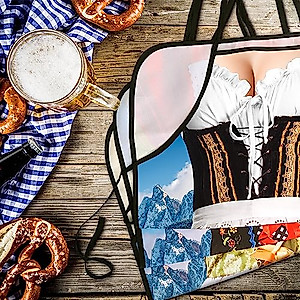 ZYP 4PCS Oktoberfest Apron for Woman,Female Funny Novelty Apron for German Oktoberfest Party Costume,Couples Cooking Dirndl Apron for Bavarian Beer Festival