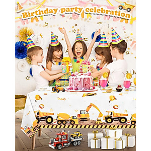 DYLZB 3PCS Truck Plastic Birthday Party Tablecloths,Construction Themed Table Cover for Kids Boy Parties Baby Showers Supplies, 54 x 108inch
