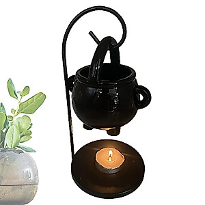 Hanging Cauldron Pagan Oil Burner with Handle, Halloween Wax Melter Cauldron, Halloween Ornament Wax Burner, Spirit Meditation Decorations, Essential Oil Incense Aroma Diffuser Home Decor