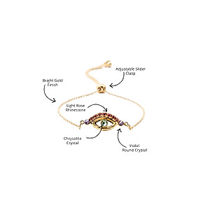 Sorrelli Mini Evil Eye Slider Bracelet, Bright Gold-Tone Finish, Spring Rain (BEV6)