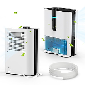 Dehumidifier with Drain Hose, 1000 Sq.Ft Small Dehumidifiers for Basement, Bedroom, Bathroom, RV, Closet, Home, Portable Quiet Mini Dehumidifier Auto Shut Off for Room Dorm 67oz, 7 Colors LED Light