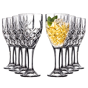 Royalty Art Wine Glasses Goblet Glassware Set of 8, 10oz, Tumbler Glasses, Decorative Chalice Kinsley Design for Beer, Liquor, Wine, Water, and Beverages, Party and Event Serving…