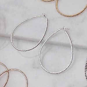 Bling Earrings for Women - Silver Rhinestone Hoop Earrings For Women, Extra Large Fake Diamond Hoops, Big Huge Statement Teardrop Ear Jacket, Long Sparkly Thin CZ Drop, Silver Tone 2.6" XL