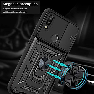 Kukoufey Compatible with Huawei Y6 2019 Bracket Shell,with Slide Camera Lens Cover Compatible with Huawei Y6s 2019 JAT-LX3 JAT-L29 JAT-LX1 JAT-L41 / Y6 2019 MRD-LX1 MRD-LX3 MRD-LX1N/F Case Blue