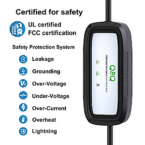 QPQ Level 1-2 EV Charger J1772 Standard Plug-in ev Chargers for Home Level 2 Cars 110V-240V 16 Amp 3.5 kW Portable Electric Vehicle Charging Stations Portable ev Charger j1772 Extension Cable