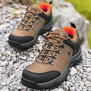 CAMEL CROWN Men's Hiking Shoes Low Top Trekking Boots Non-slip Walking Sneakers for Outdoor Work Trail Casual(Khaki,9)