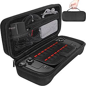 Emvaoal Carrying Case Compatible with Steam Deck, Fit Ac Adapter Chargers, with 16 SD Games Cartridges Portable Travel Carrying Case Pouch for Steam Deck Console & Accessories