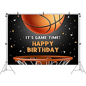 Ticuenicoa 5x3ft Basketball Themed Backdrop Happy Birthday Party Decorations for Teens Kids Game Time Background for Photography Newborn Baby Birthday Party Cake Table Banner