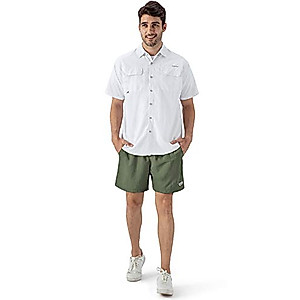 NAVISKIN Men's 6" UPF 50+ Sun Protection Shorts Outdoor Recreation Hiking Fishing Swim Board Quick Drying Multi Pockets Olive Green Size M