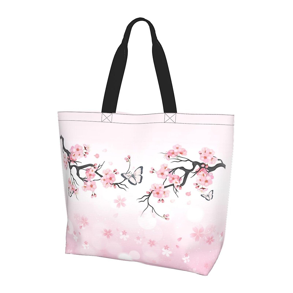 Dixmavly Cherry Blossoms Women'S Tote Bag Beach Bag Waterproof Tote Bag Reusable Shopping Bag Travel Gym Shopping
