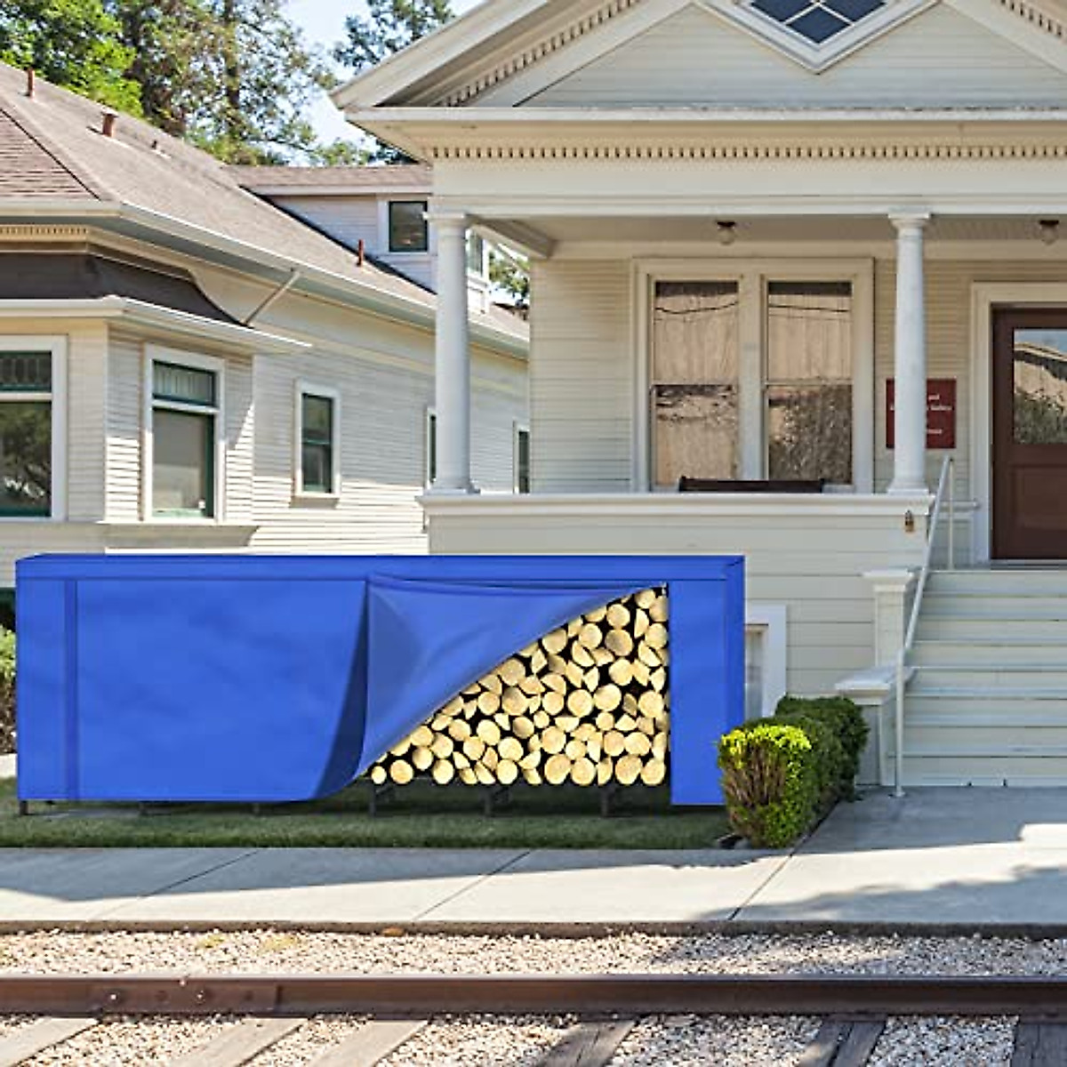 NANANARDOSO 8ft Firewood Rack Outdoor with Cover Combo Set Waterproof for Wood Storage, Adjustable Fire Log Stacker Stand, Heavy Duty Firewood Log Rack Holder for Fireplace Lumber Storage