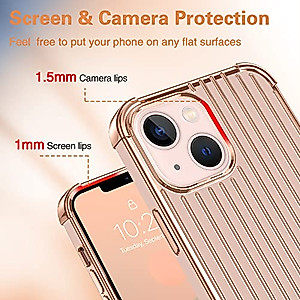 PTUONIU Kickstand Case Compatible with iPhone 13 Case, [2 Ways Stand] Slim Soft Anti-Scratch Full-Body Shockproof Protective Case for iPhone 13 Phone Case - Rose Gold