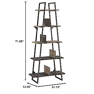 Bush Furniture Refinery A Frame Etagere Bookshelf in Rustic Gray
