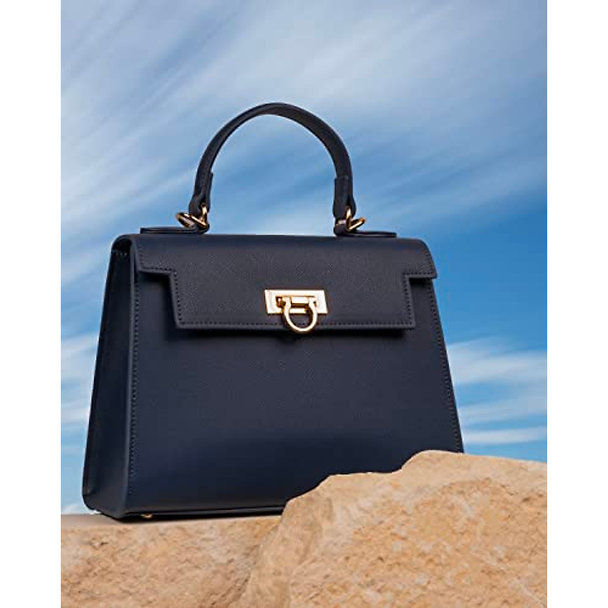 Levantine "Layla women Top Handle Crossbody satchel shoulder handbag (Dark Blue)