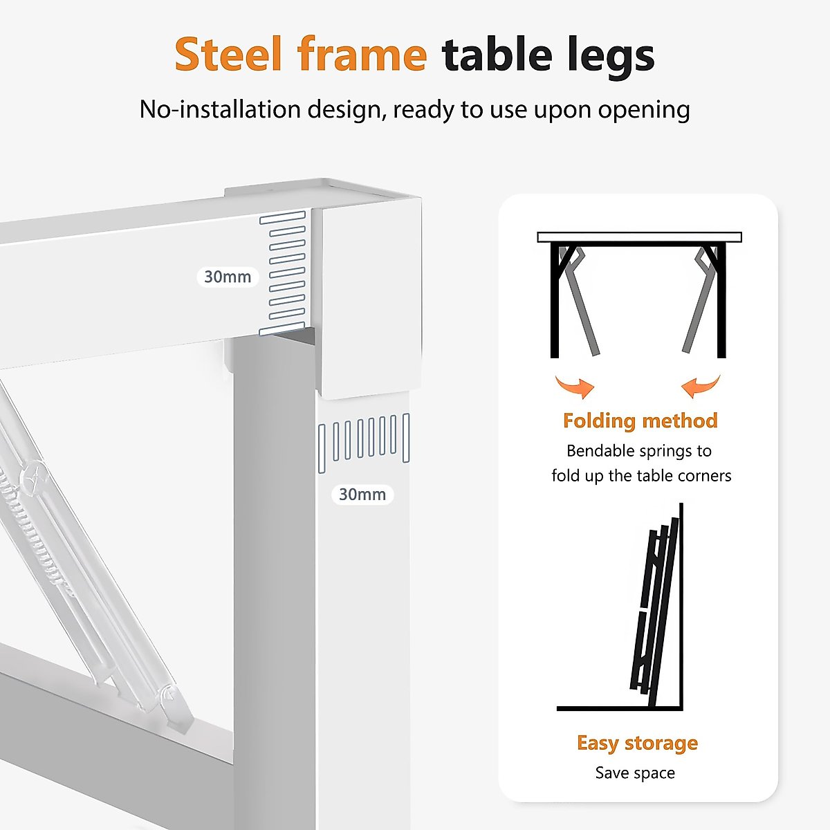 DlandHome Computer Desk Folding Table 39.4 inches Writing Desk for Small Space Folding Desk Laptop Desk No Assembly Required White&White
