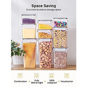 Kootek Cereal Containers Storage Set, 16 Pcs Pantry Kitchen Organization and Storage Airtight Food Storage Container, Leakproof 25.2L with Pen, Chalkboard Labels, Measuring Spoon Set