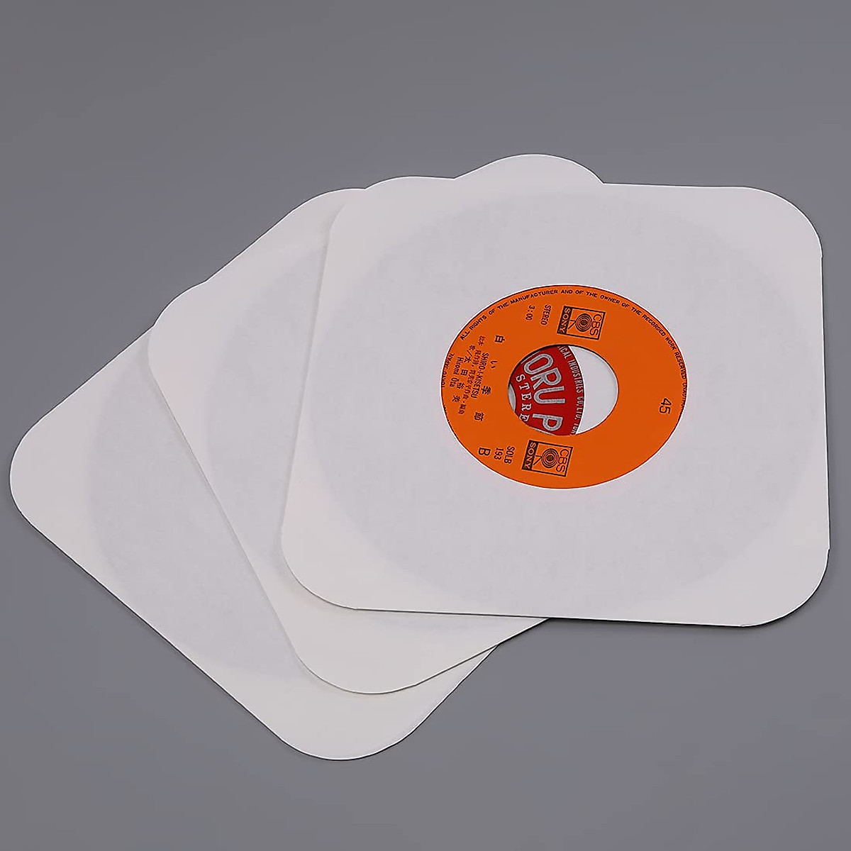 Record Vinyl Inner Sleeves in Acid Free Blank Paper, 7" LP Record Jackets Album Cover with Round Corner - Set of 50