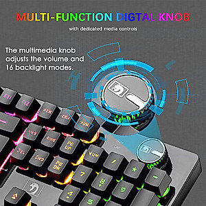 FELICON Wireless Gaming Keyboard and Mouse Set, RGB Backlit Rechargeable 4800mAh Battery, Mechanical Feel Anti-ghosting Keyboard, Control Knob for Multi-Media, Mute Gaming Mouse for Windows PC Gamer