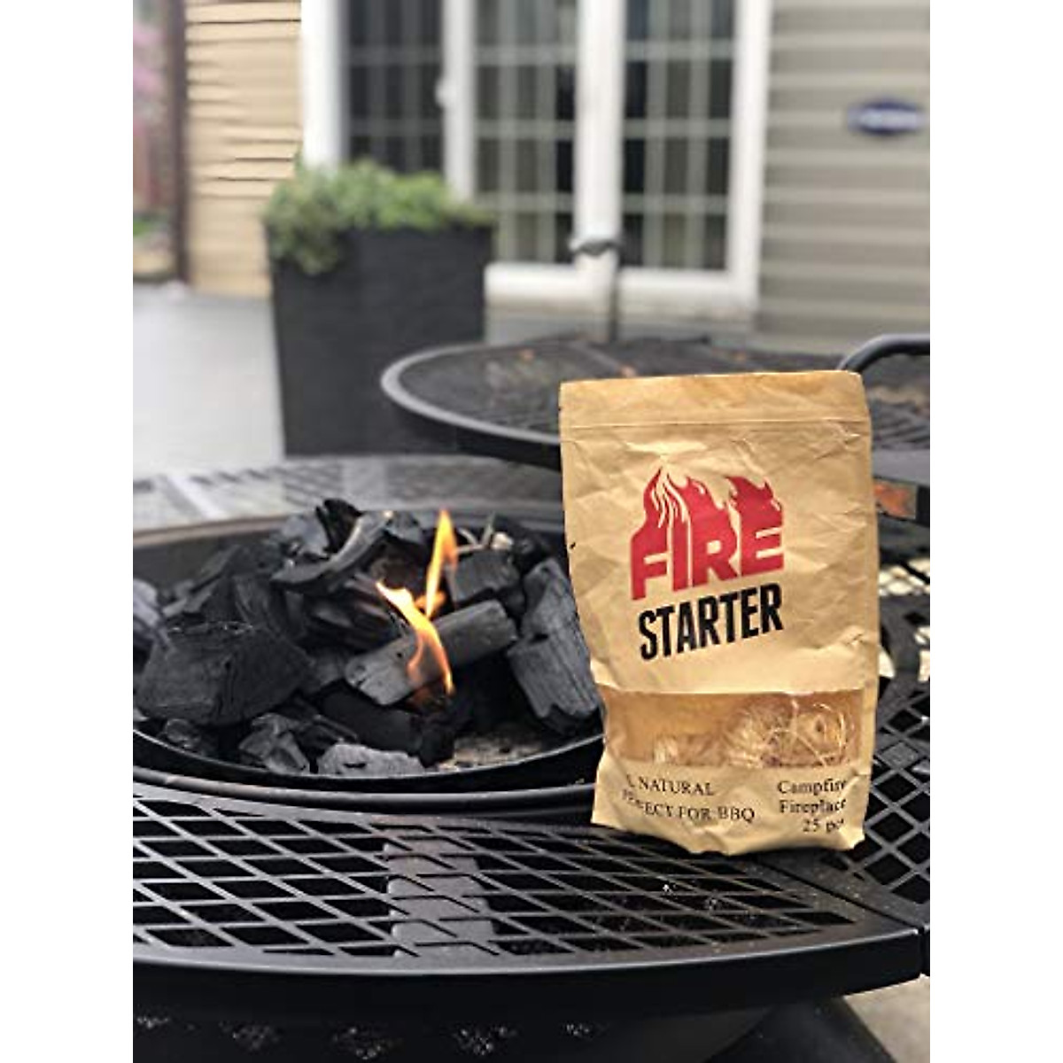 GTS Fire Starter for Charcoal and Firewood, Super Fast Lighting, Perfect for BBQ, Campfire and Fireplace, All Natural, Long 8-10min Burn, Waterproof and Sealed Pack, 25 pcs