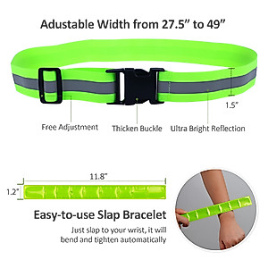 Vanmor High Visibility Reflective Bands for Wrist, Arm, Ankle, Leg. Reflective Running Gear for Men and Women, Safety Reflective Straps Bracelets for Night Running, Cycling, Walking (Green)