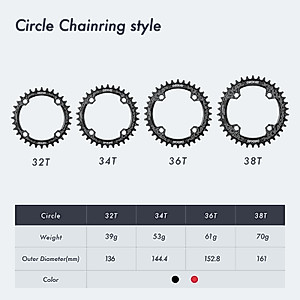 DJC Bike Crankset 104BCD with Chainring BSA Bottom Bracket with Spindle for MTB 1x 2X 3X Speed Mountain Bike Black Red Oilslick 170mm 175mm (170mm Black, Round 32T)