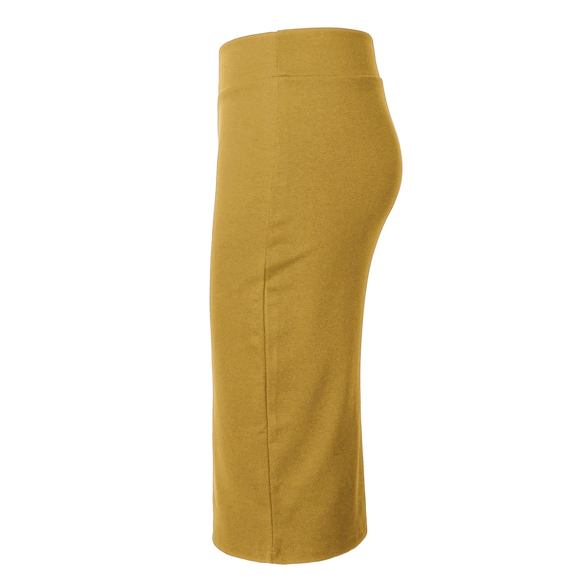 Urban CoCo Women's Elastic Waist Stretch Bodycon Midi Pencil Skirt (as1, Alpha, x_l, Regular, Regular, Turmeric)