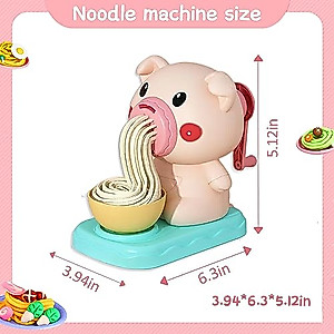 Dough Toys for Kids,GUFUL 43 Pcs Color Dough Piggy Noodle Machine and Ice Cream Maker Kitchen Creations Playset with 24 Cans Dough Birthday for 2-8 Year Old Girls Boys Kids Toddlers